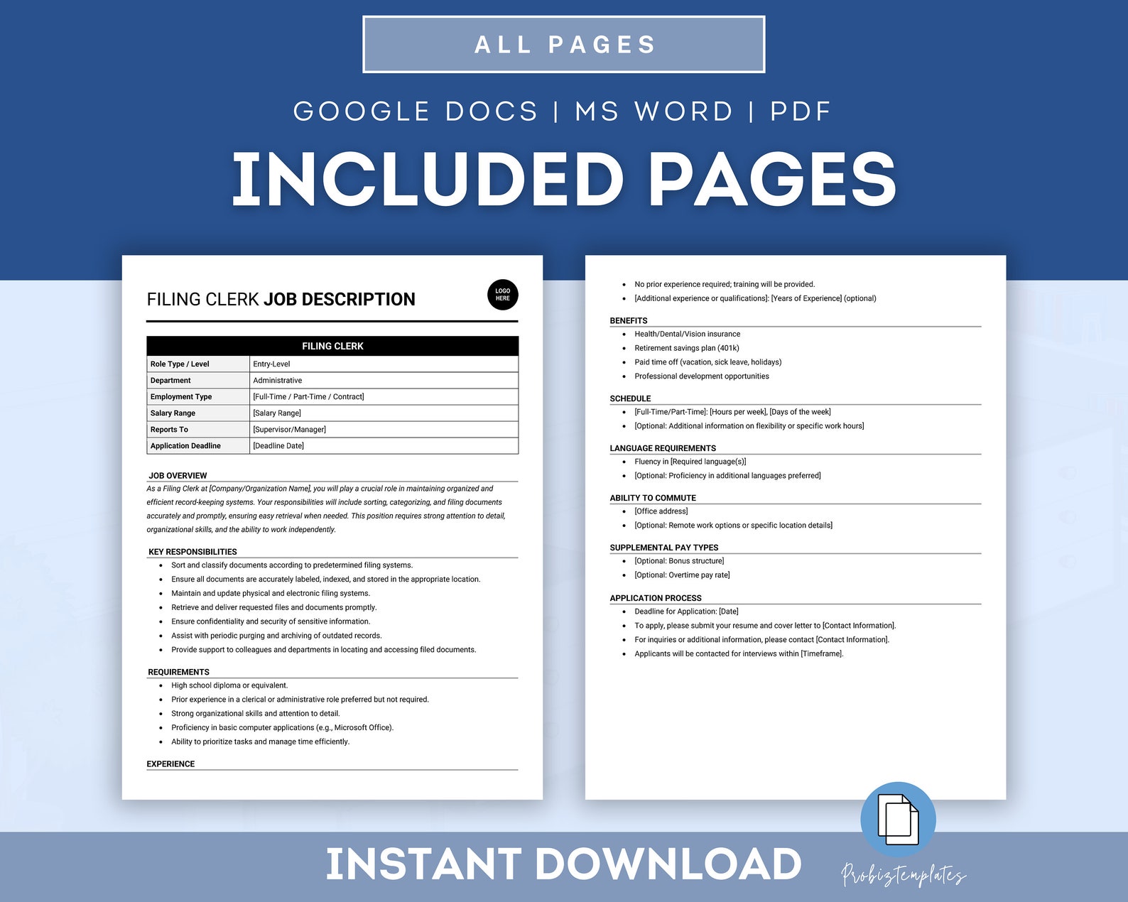 Filing Clerk Job Description Template, File Clerk Responsibilities ...