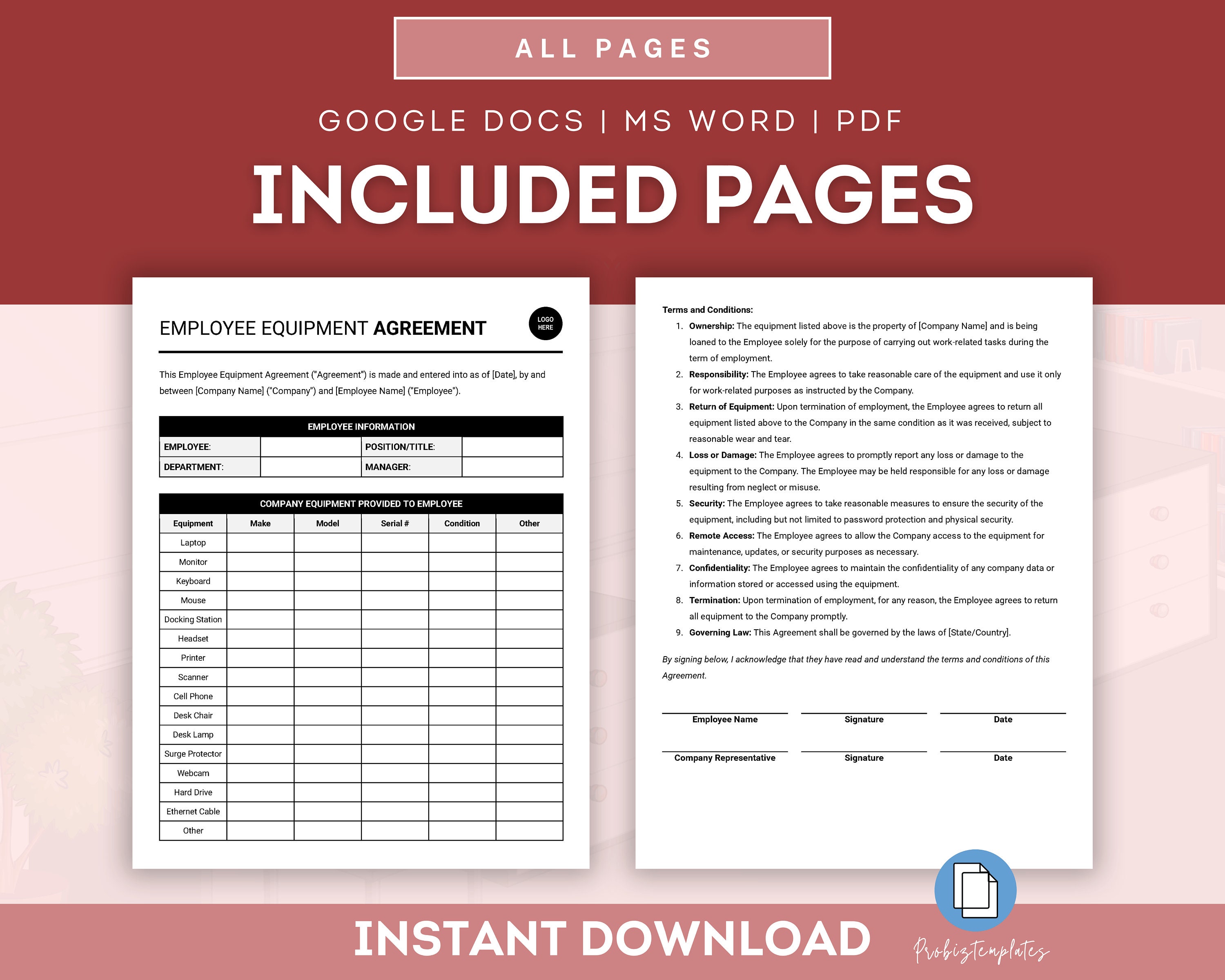 Employee Equipment Agreement Template, Remote Employee Equipment ...