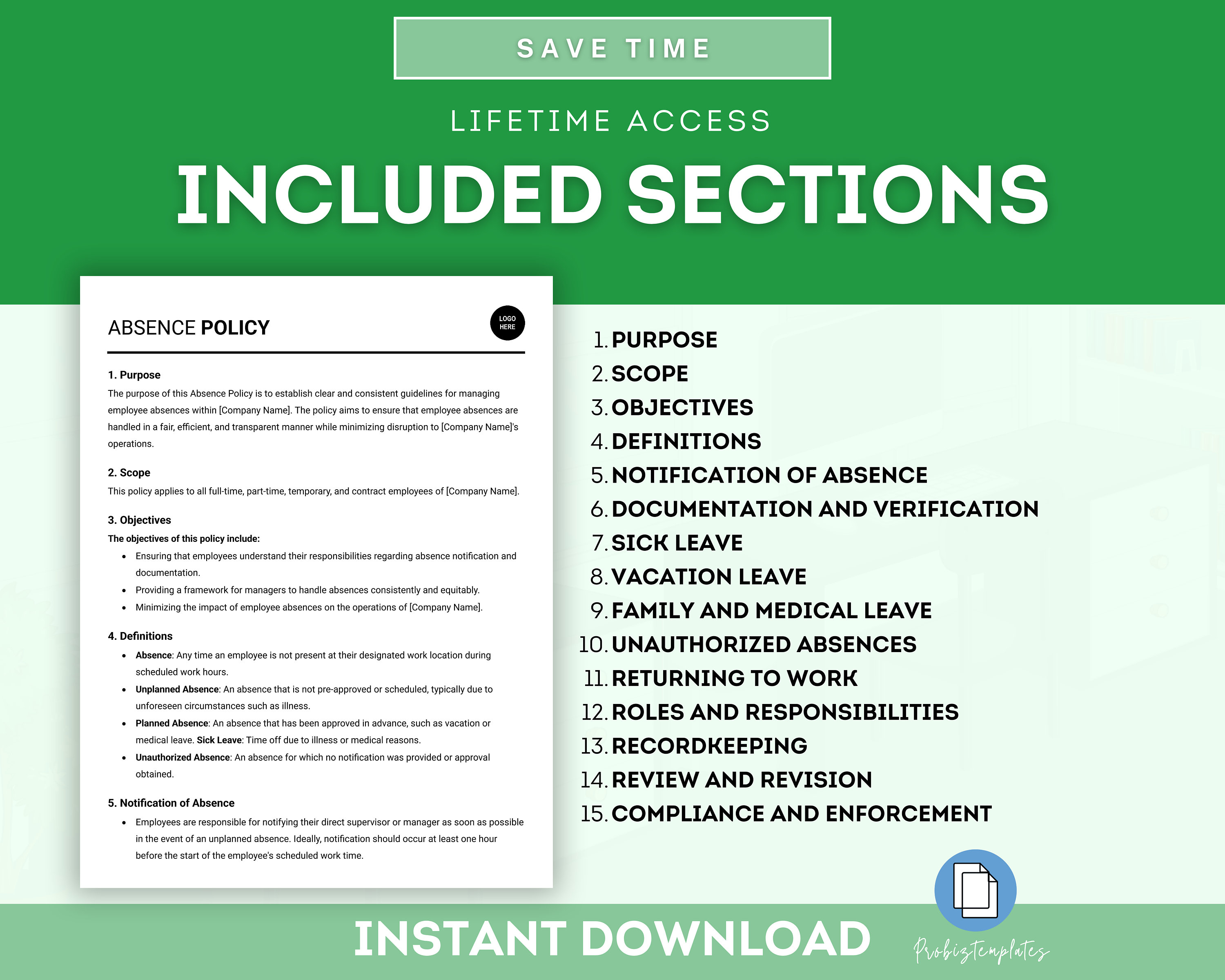 Absence Policy Template, Employee Absence Policy, Company Attendance ...