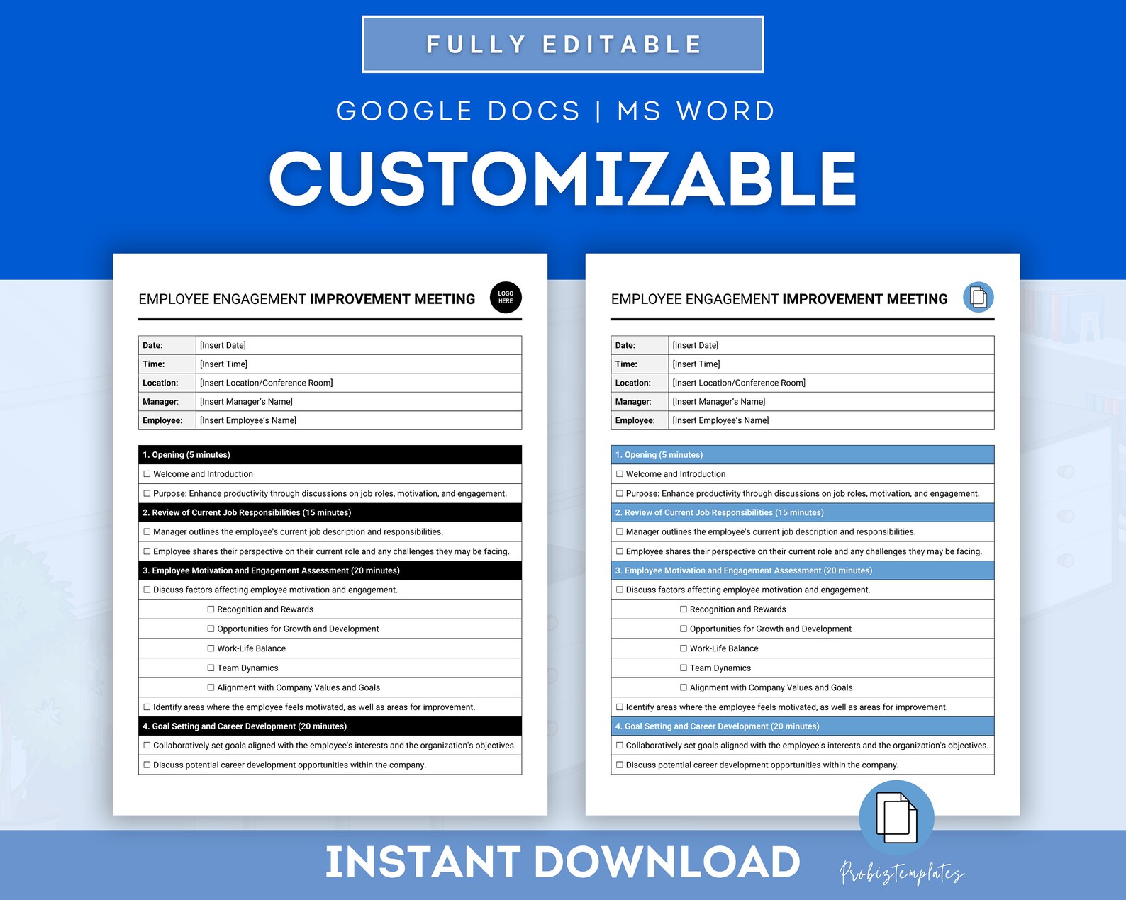 Employee Motivation and Engagement Improvement Meeting Agenda Template ...