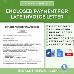 Enclosed Payment for Late Invoice Letter Template, Late Invoice Payment ...