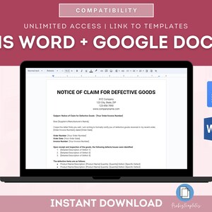 Notice of Claim of Defective Goods Letter, Defective Goods Claim ...