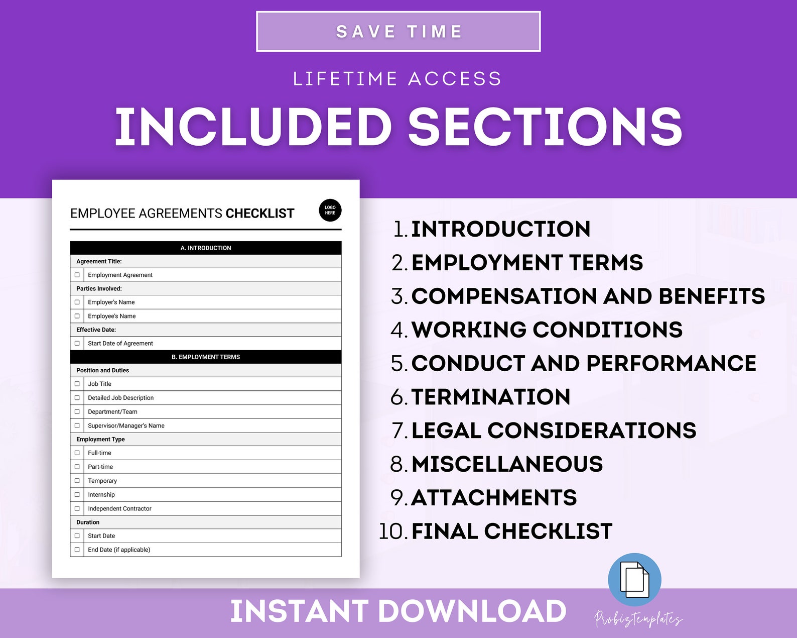 Employee Agreements Checklist Template, Employment Agreements Checklist ...