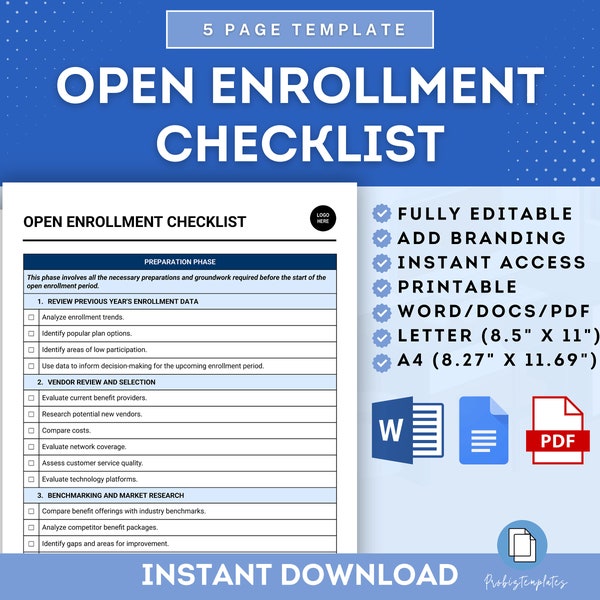 Open Enrollment Template - Etsy