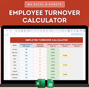 Employee Turnover Calculator Spreadsheet, Staff Retention Evaluation ...