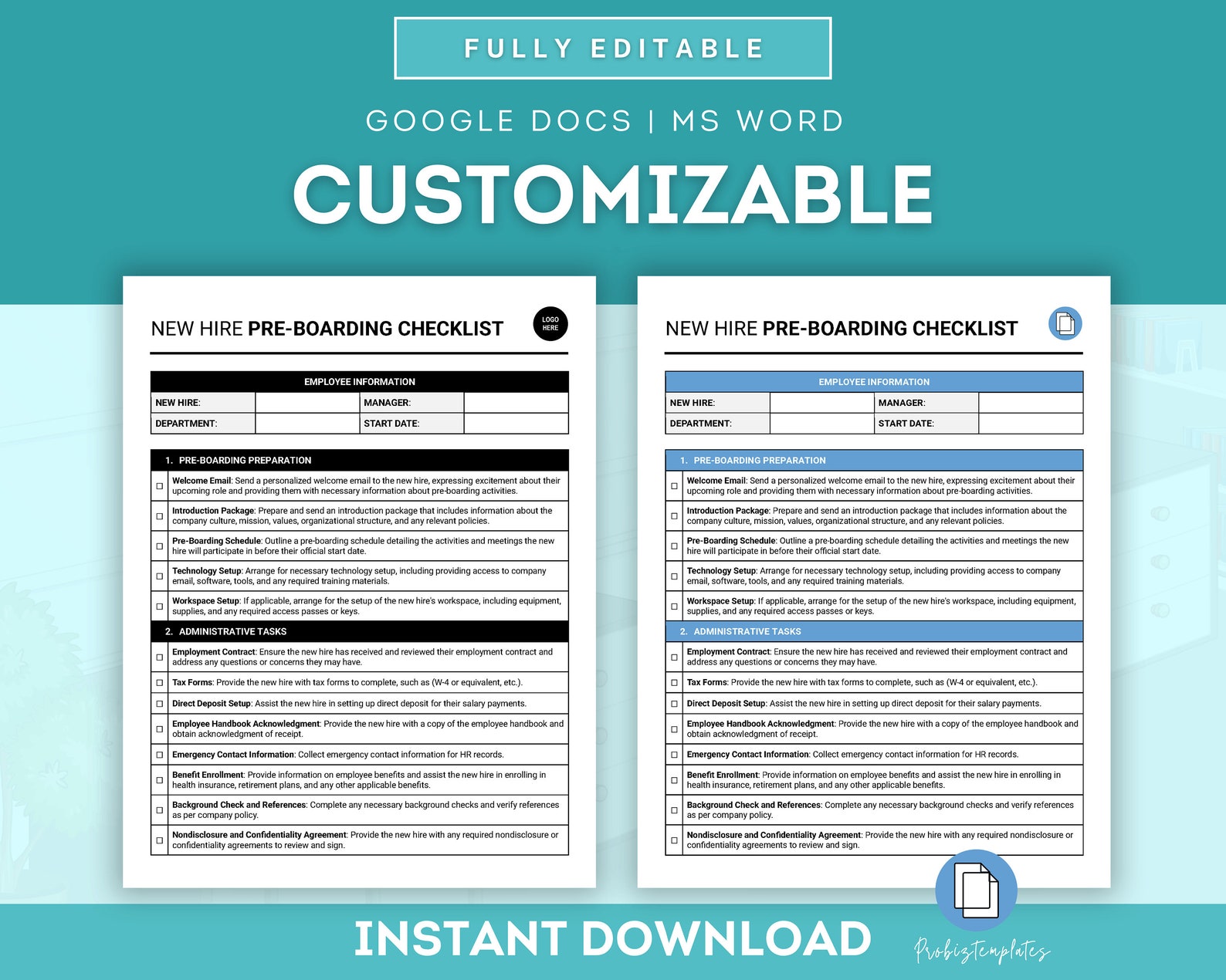 New Hire Pre-boarding Checklist, New Staff Pre-boarding Checklist ...