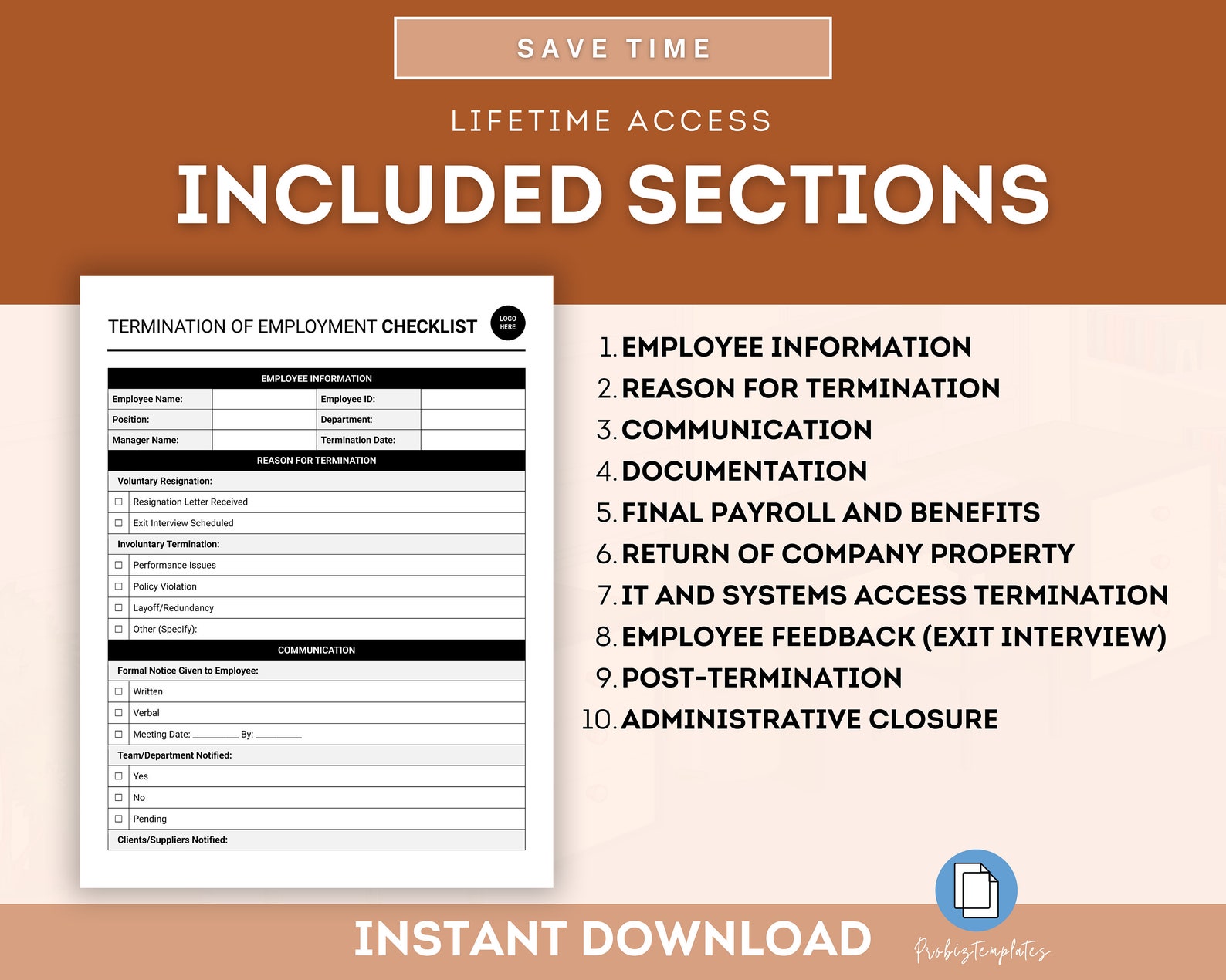 Termination of Employment Checklist Template, Employee Termination ...