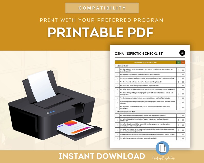 OSHA Inspection Checklist Template, Occupational Safety Evaluation Form ...