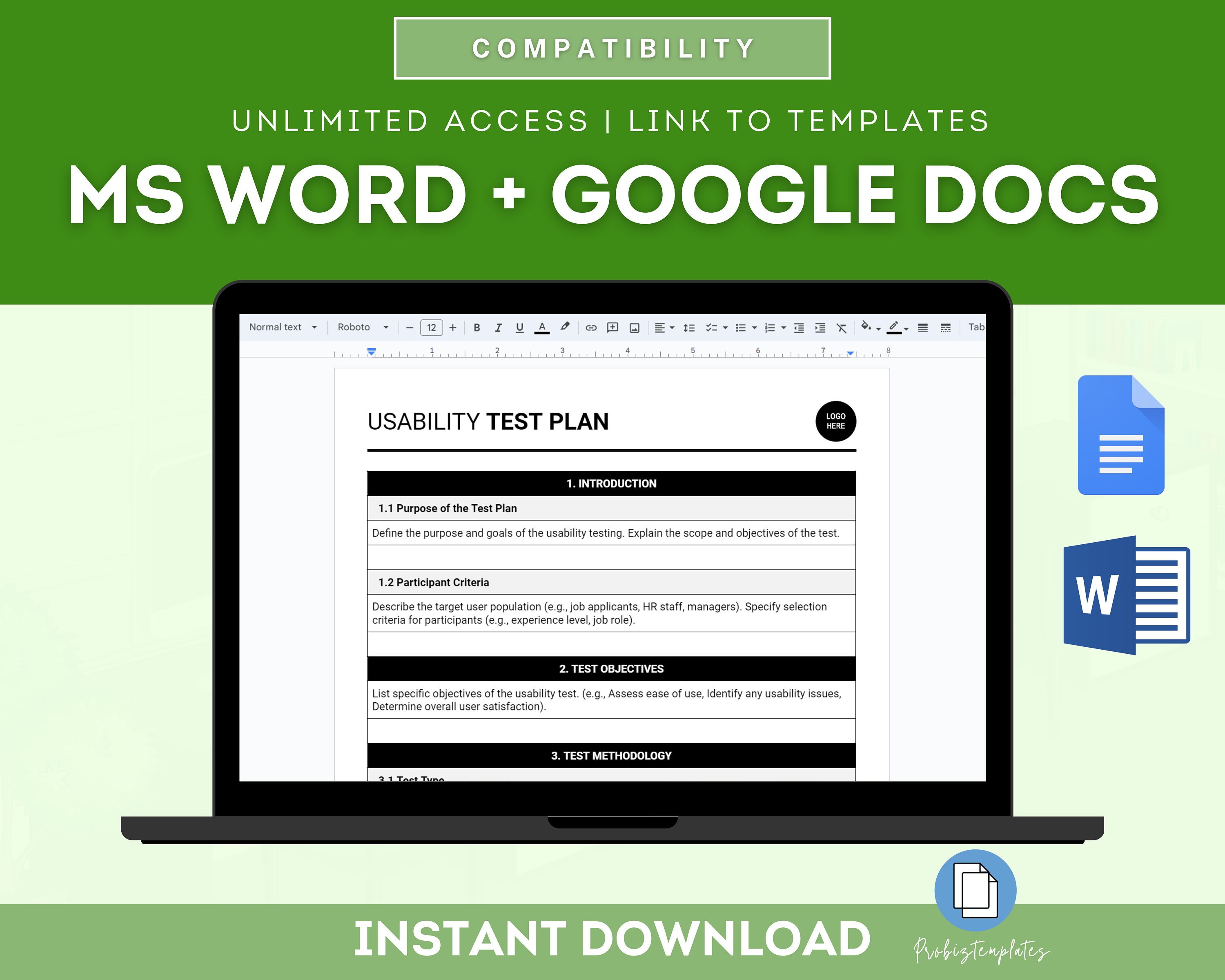 Usability Test Plan Template, User Experience Test Plan, UX Testing ...