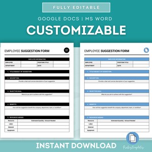 Employee Suggestion Form Template, Employee Idea Submission Form ...