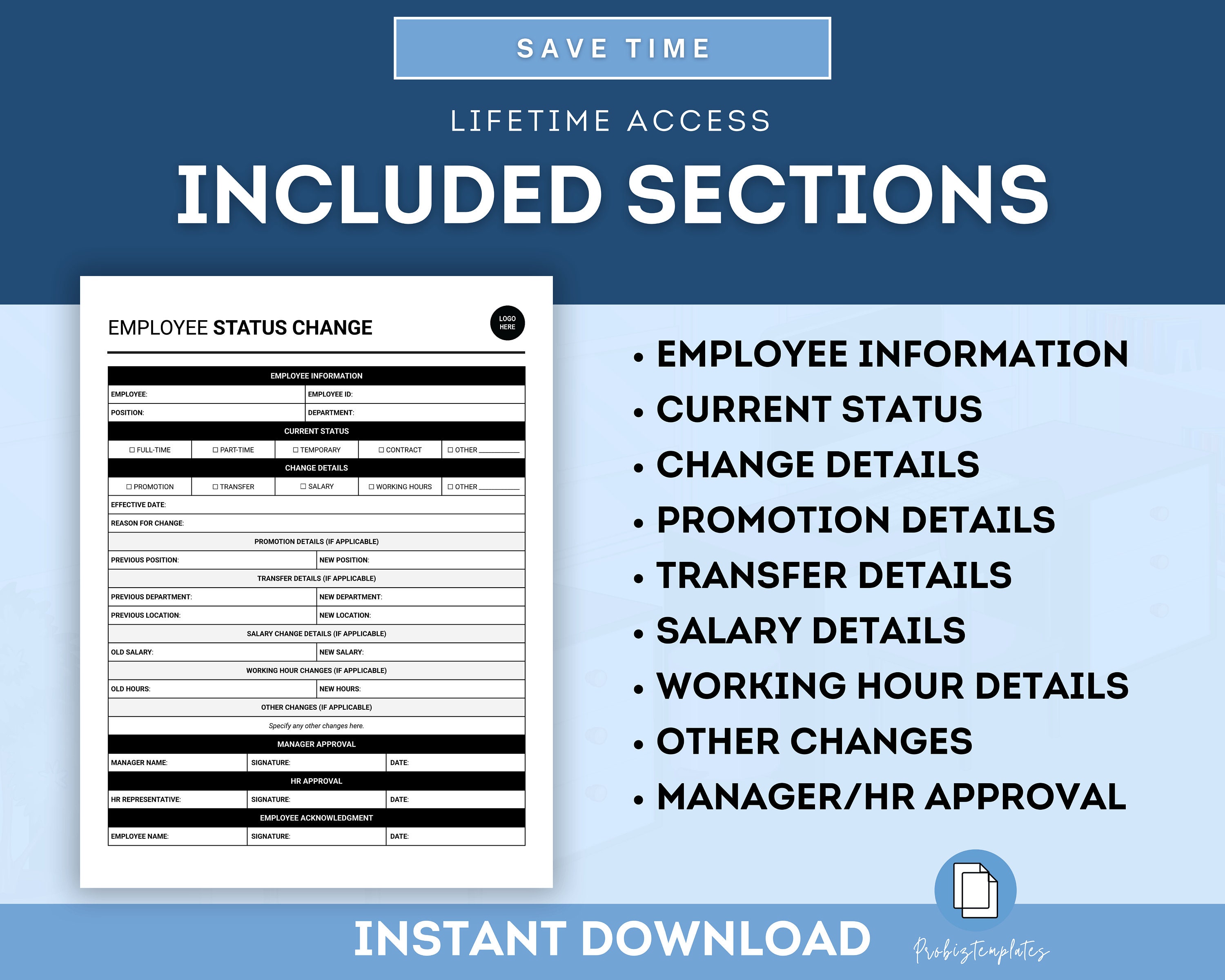 Employee Status Change Form, Payroll Change Tracking, Employment Status ...