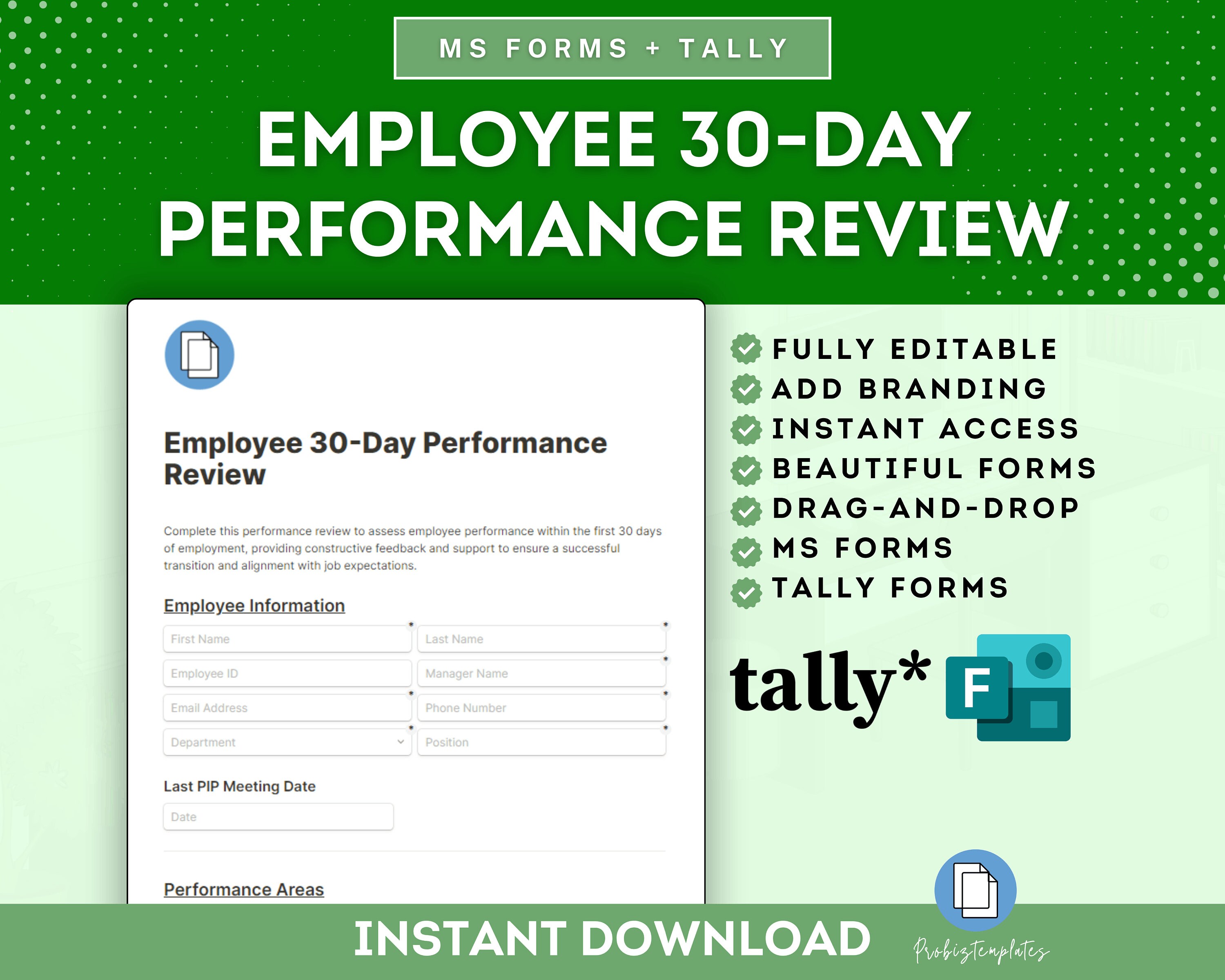 Employee 30-day Performance Review Online Form, Employee Evaluation ...
