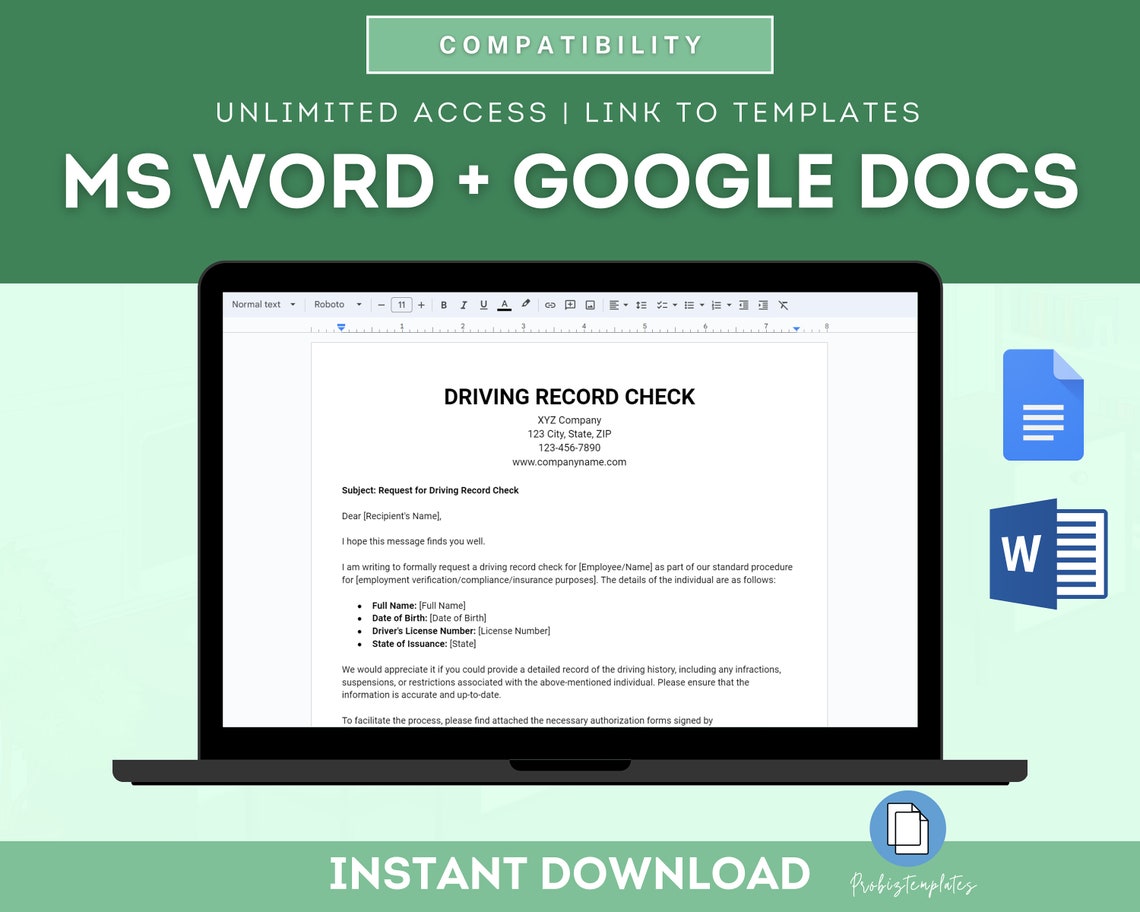 Driving Record Check Template, Employee Driving Record Verification ...