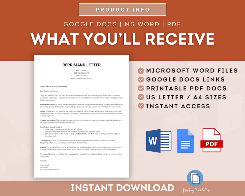 Reprimand Letter, Employee Reprimand Letter, Formal Reprimand Letter ...