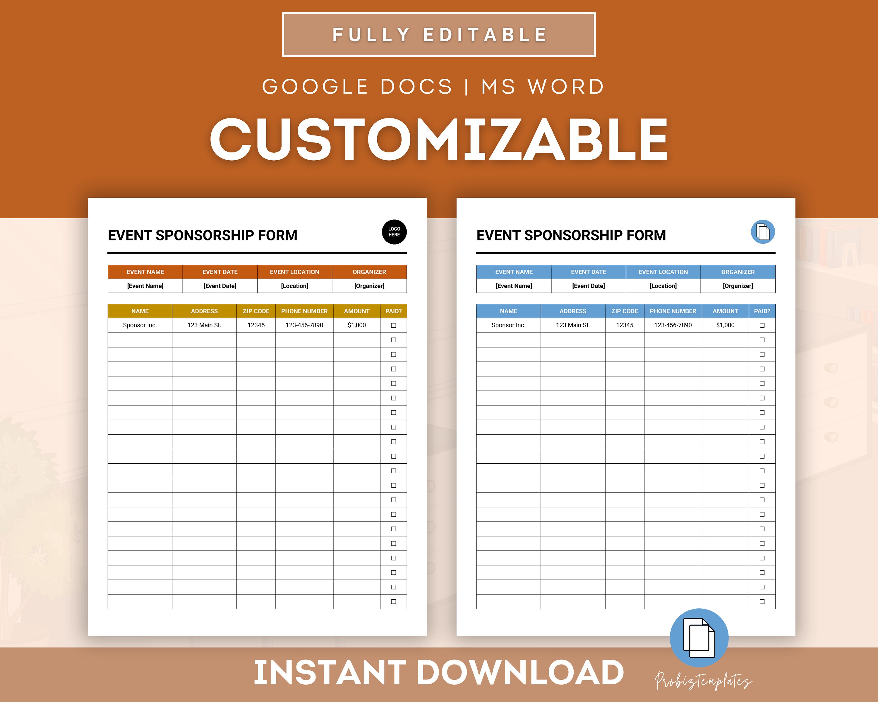 Event Sponsorship Form Template, Sponsorship Request Form, Support ...