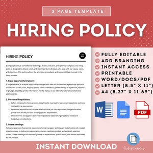 Hiring Policy Template, Employee Recruitment Policy, Talent Acquisition ...