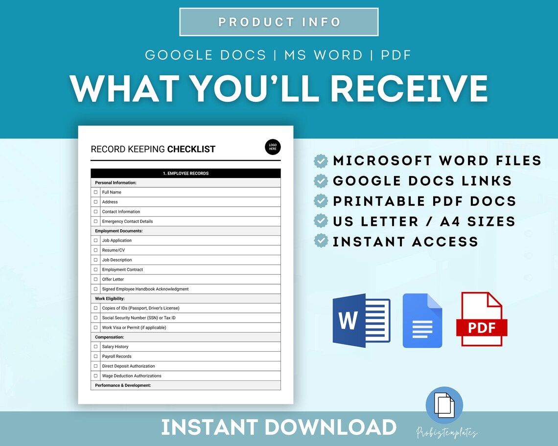 Record Keeping Checklist Template, Business Record Keeping Checklist ...