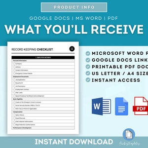 Record Keeping Checklist Template, Business Record Keeping Checklist ...