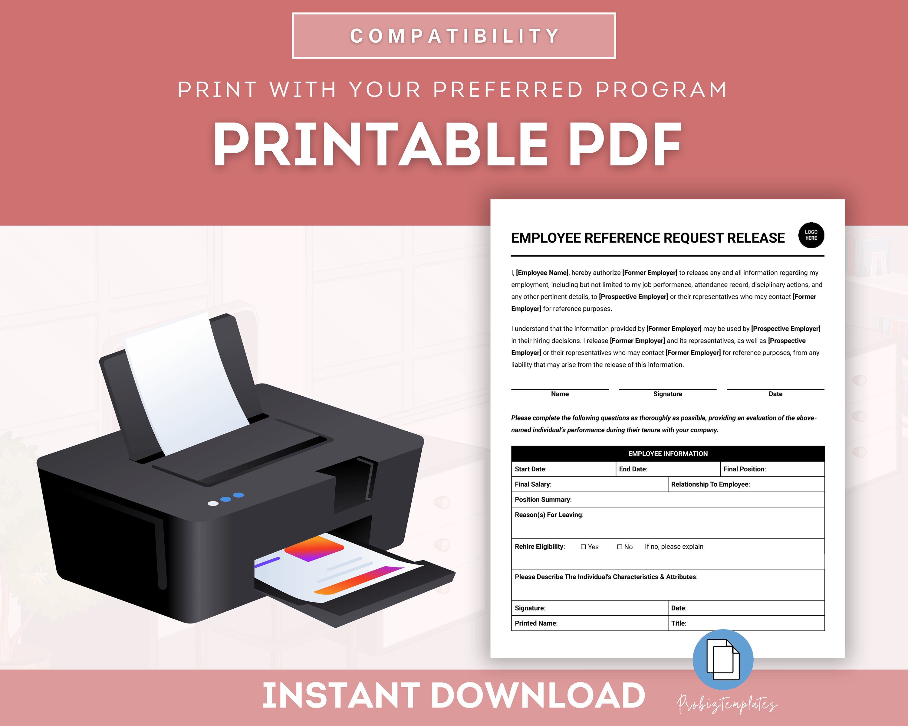 Employee Reference Request Release Form Template, Employee ...