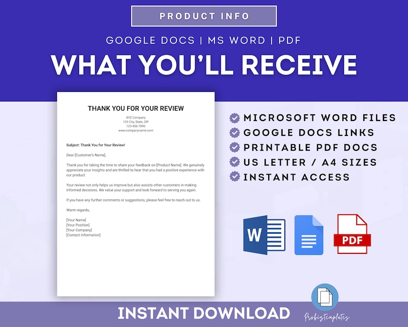 Thank You for Your Review Letter, Customer Review Appreciation, Review ...