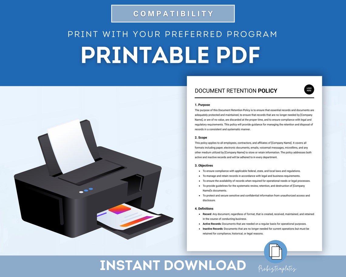 Document Retention Policy Template, Record Retention Guidelines ...
