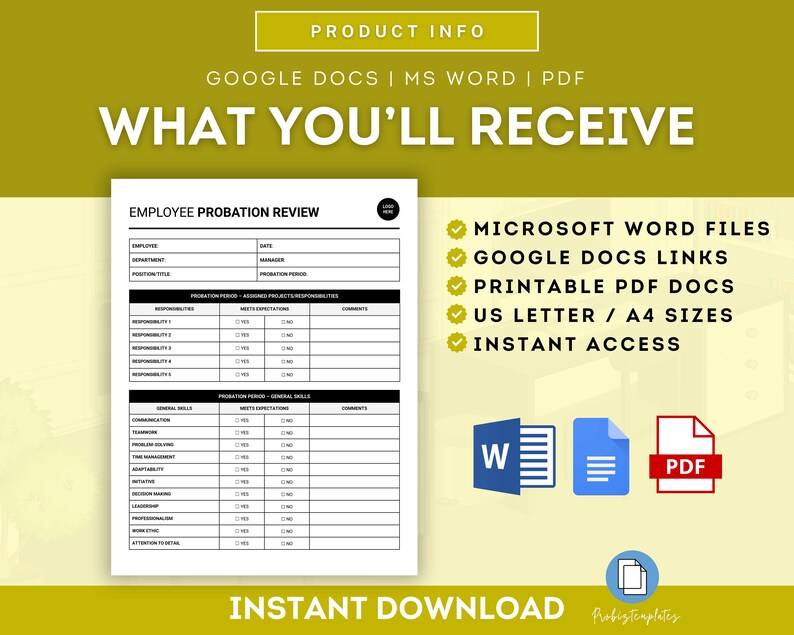 Employee Probation Review Template, Employee Performance Review ...