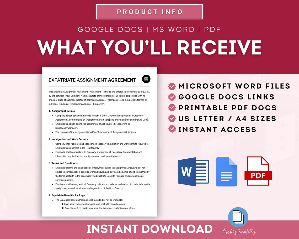 Expatriate Assignment Agreement Template, Overseas Employment Contract ...
