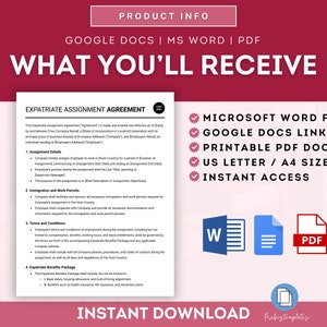 Expatriate Assignment Agreement Template, Overseas Employment Contract ...