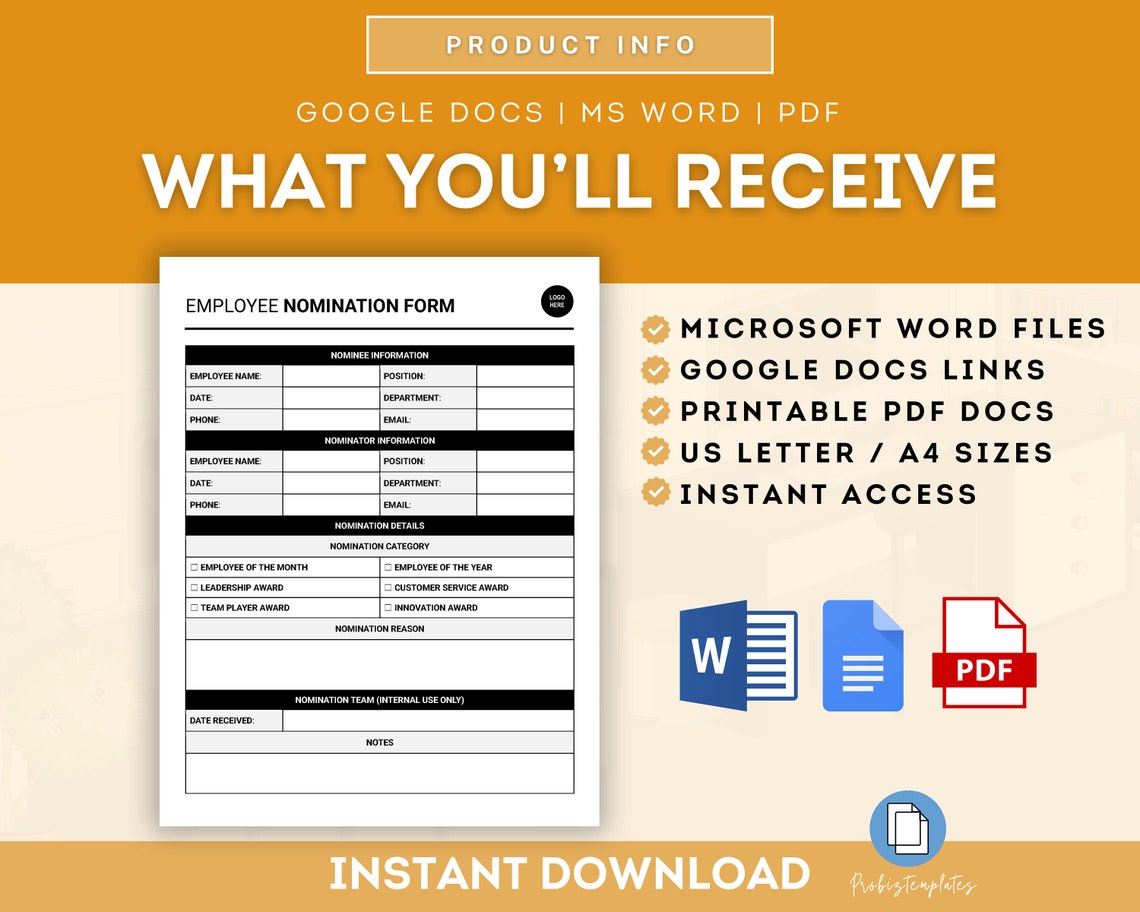 Employee Nomination Form Template, Staff Recognition Nomination ...