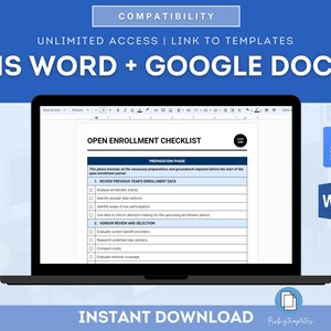 Open Enrollment Checklist Template, Benefits Enrollment Tasks Planner ...