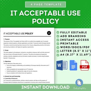 IT Acceptable Use Policy Template, Company IT Use Guidelines Template ...