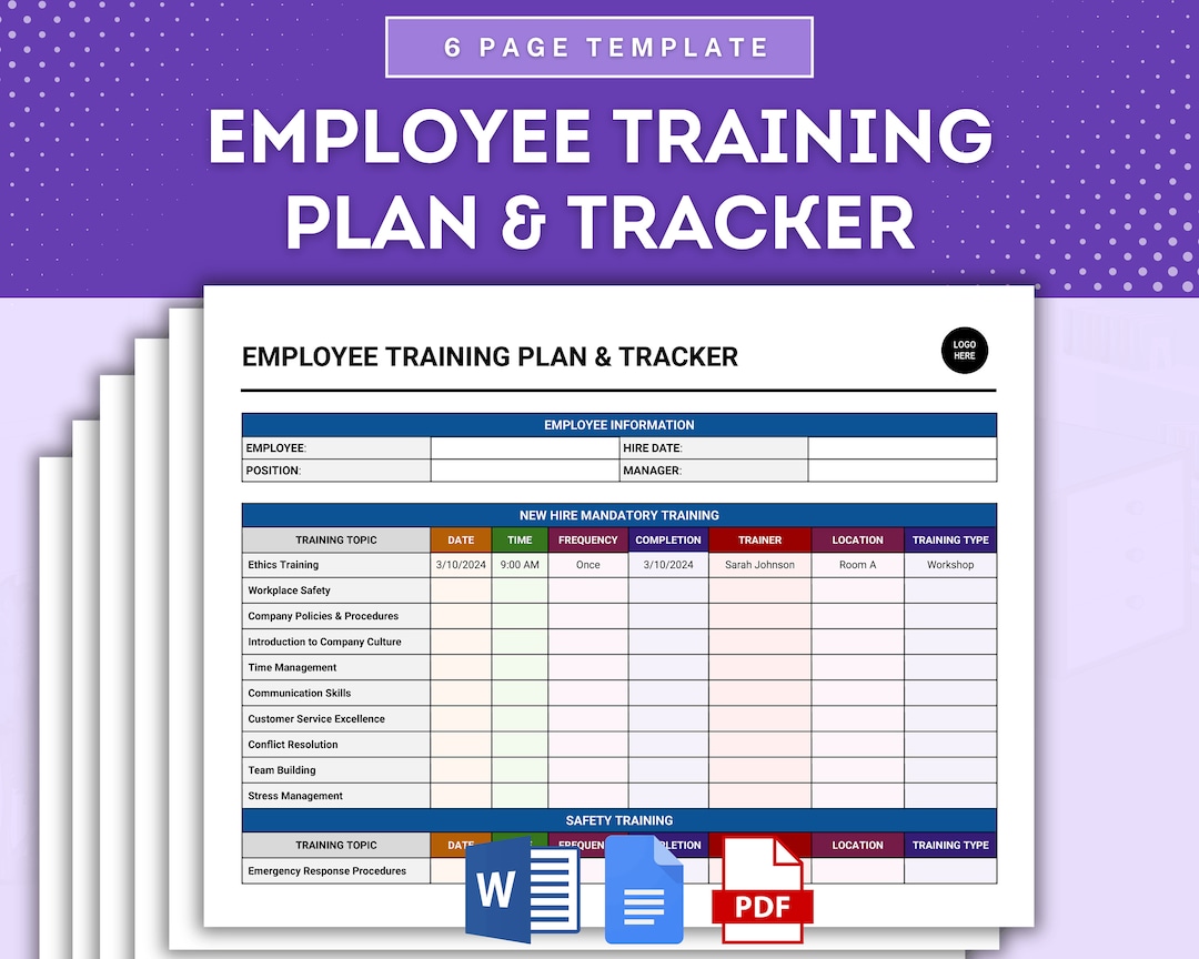 Employee Training Plan and Tracker Template for Microsoft Word & Google ...