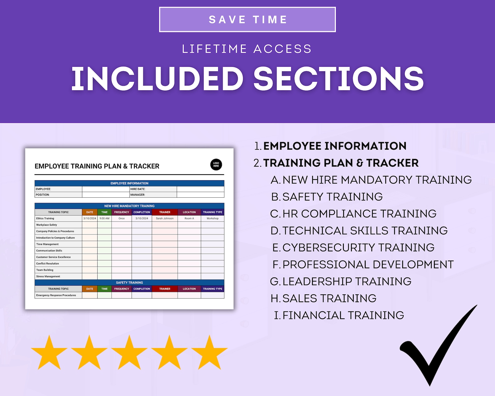 Employee Training Plan and Tracker Template for Microsoft Word & Google ...