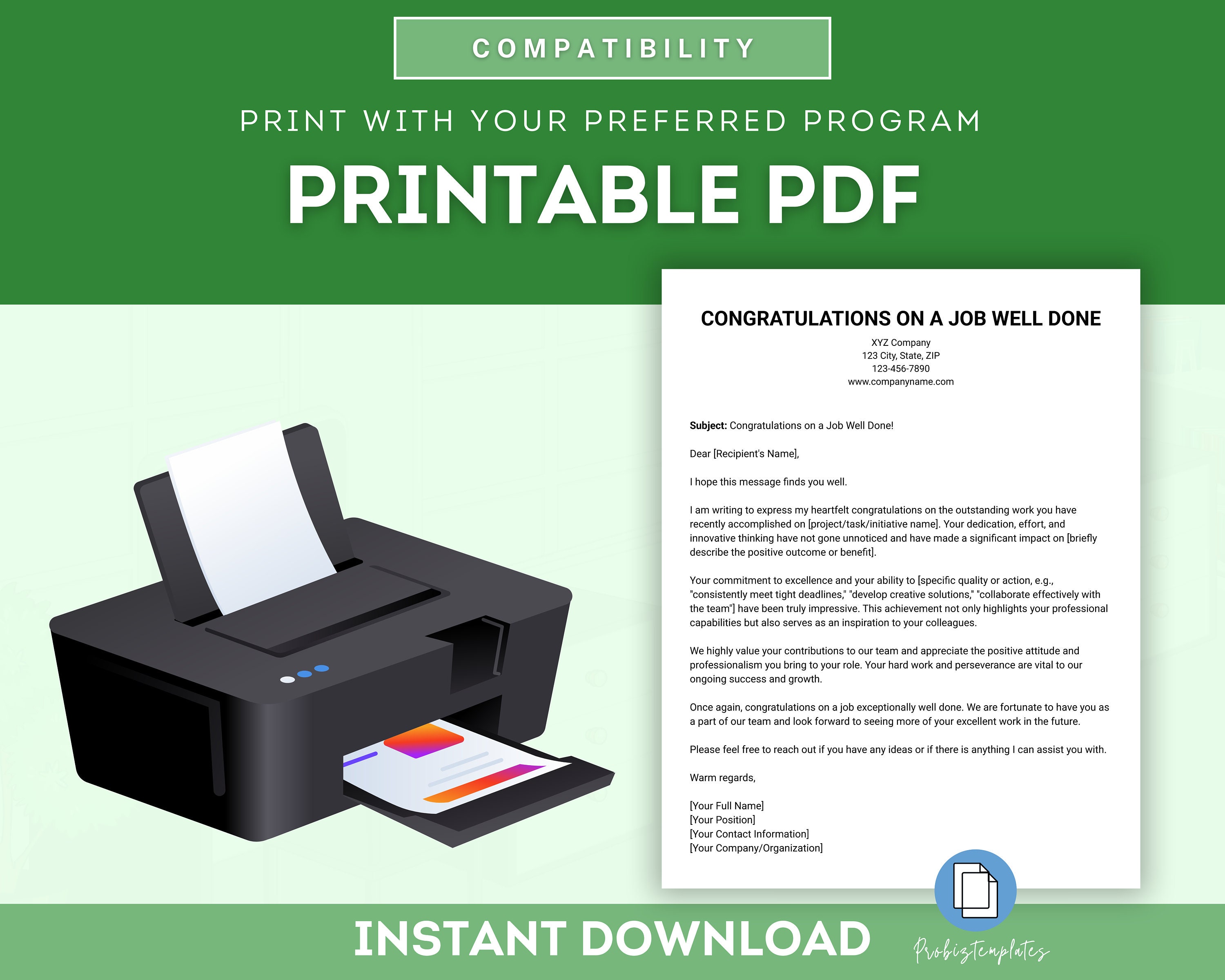 Congratulations on A Job Well Done Letter, Employee Achievement ...