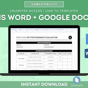 Employee KPI Performance Evaluation Form Template, Performance Metrics ...
