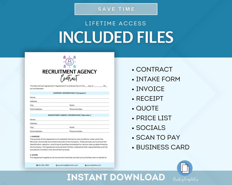 Recruitment Agency Contract Bundle, Staffing Agreement Template, Talent ...