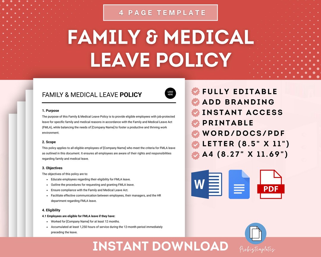 Family and Medical Leave Policy Template, Employee Family Leave ...