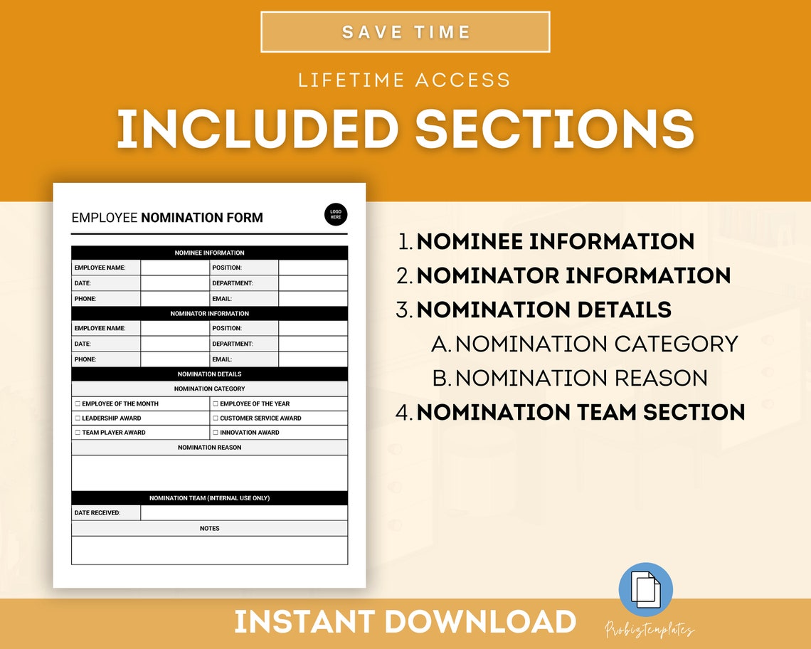 Employee Nomination Form Template, Staff Recognition Nomination ...