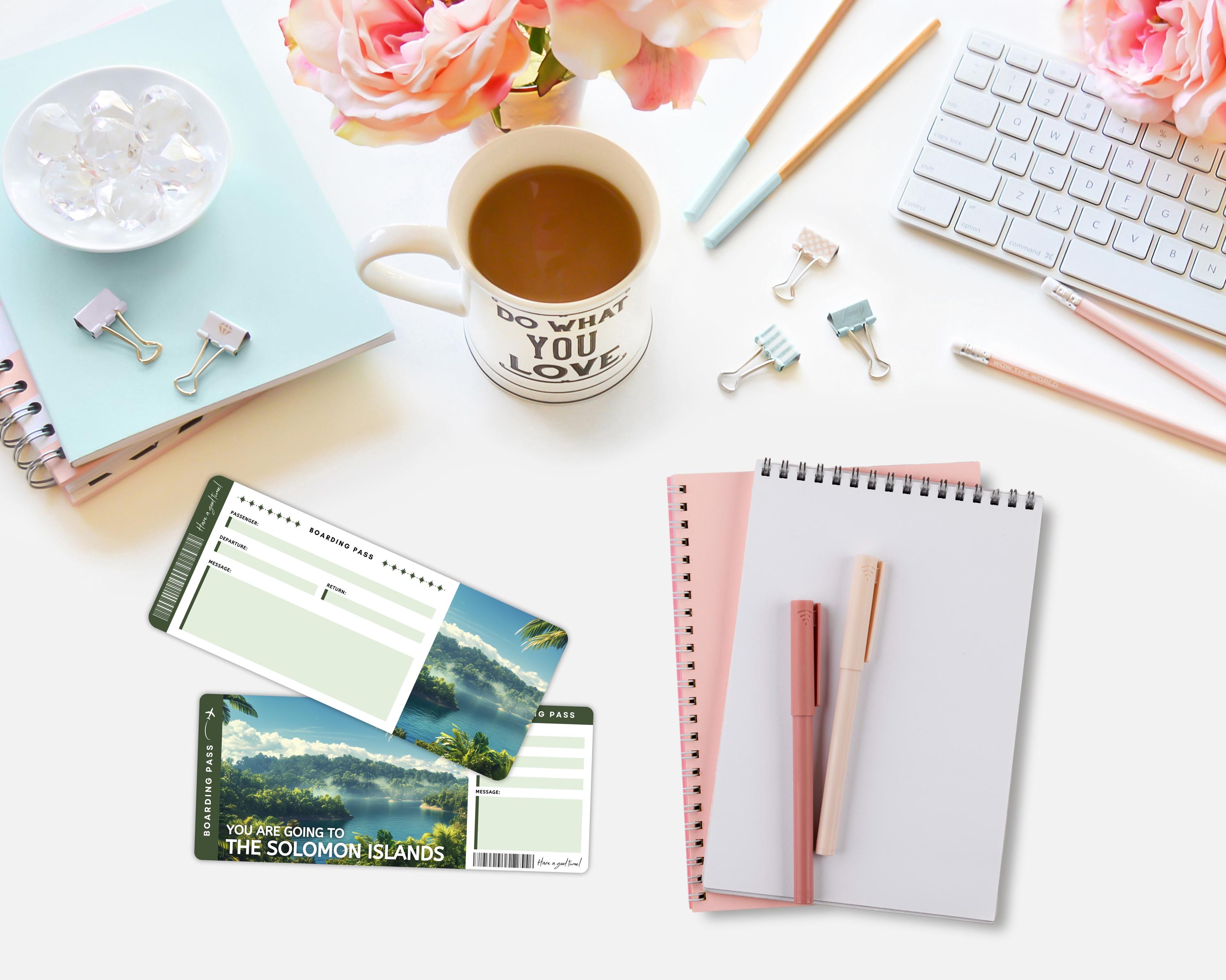 Printable Solomon Islands Surprise Gift Ticket, Editable Island ...