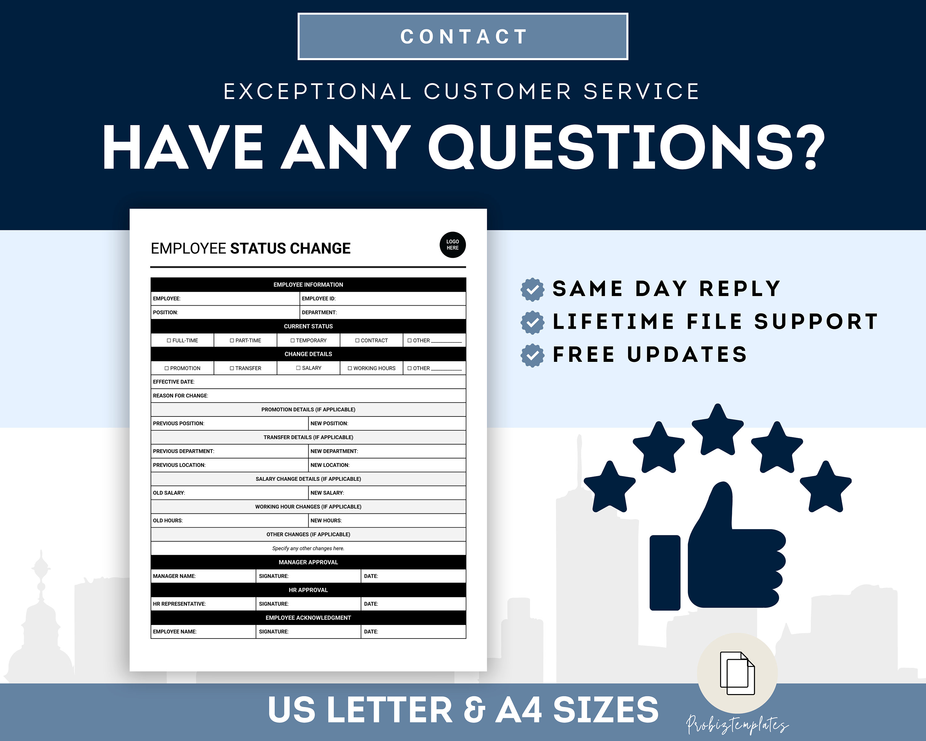 Employee Status Change Form, Payroll Change Tracking, Employment Status ...