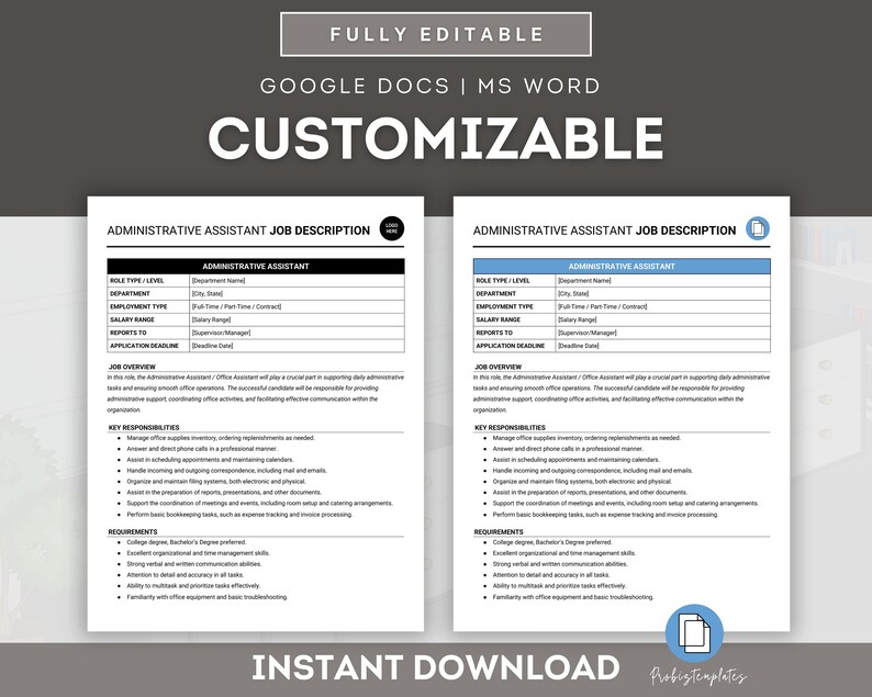 Administrative Assistant Office Administrator Job Description Template ...