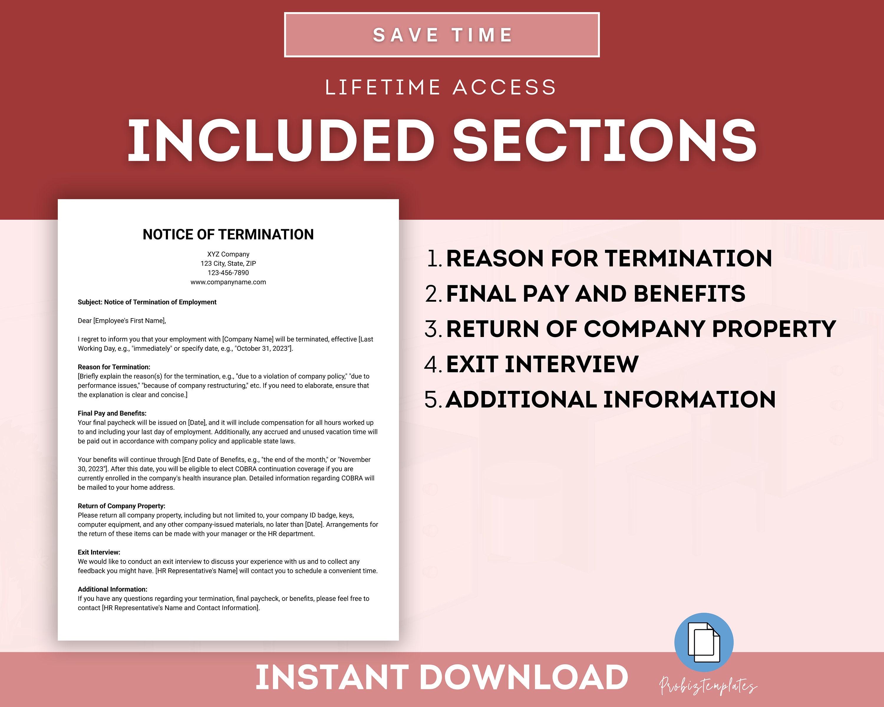 Notice of Termination Letter, Employment Termination Notice, Employee ...