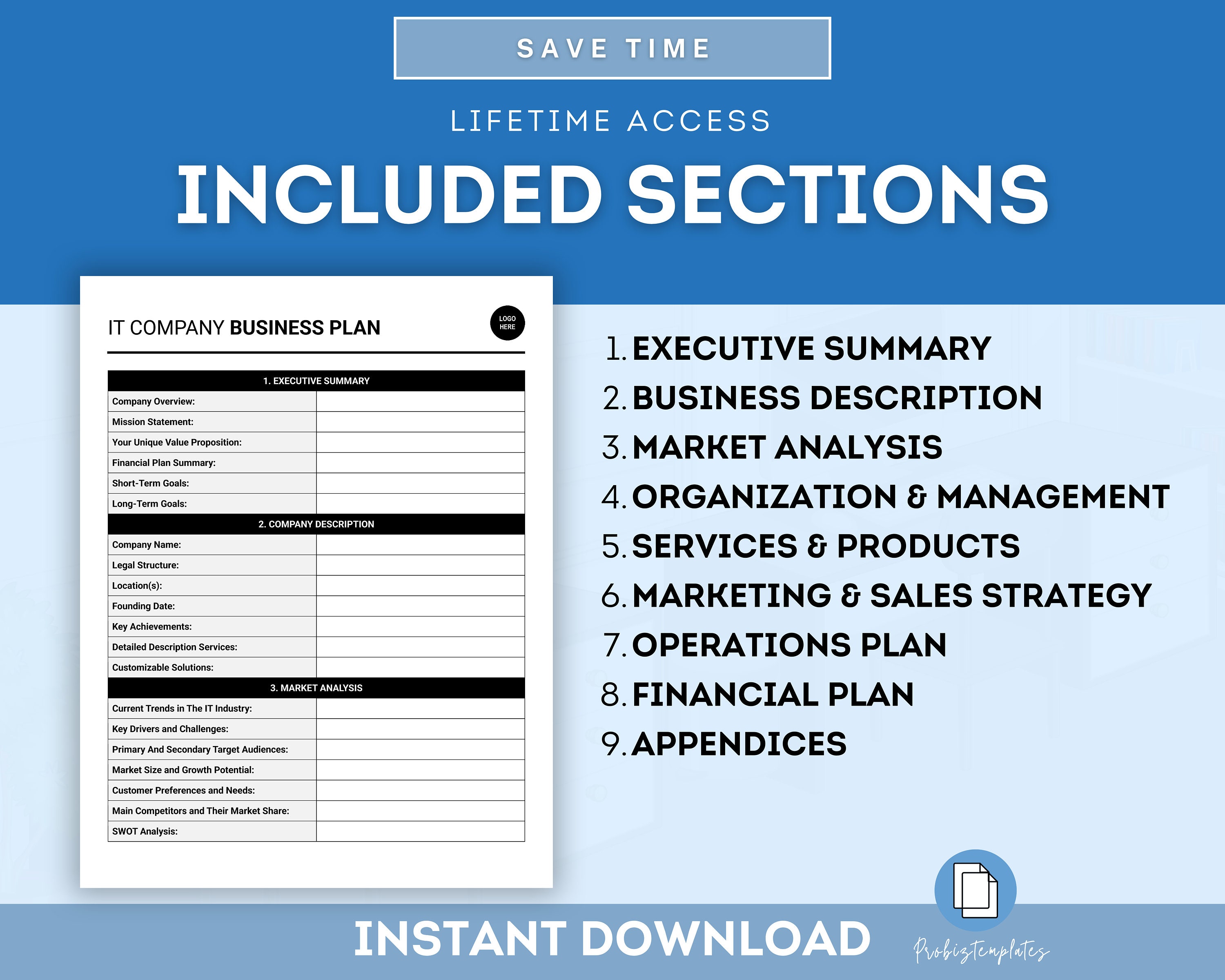 IT Company Business Plan Template, IT Business Startup Strategy Outline ...