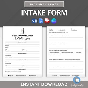 Wedding Officiant Contract Bundle, Ceremony Pact Template, Religious ...