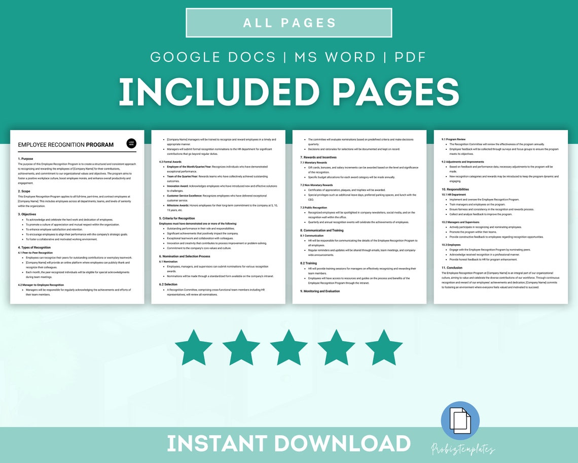 Employee Recognition Program Template, Employee Appreciation Program ...