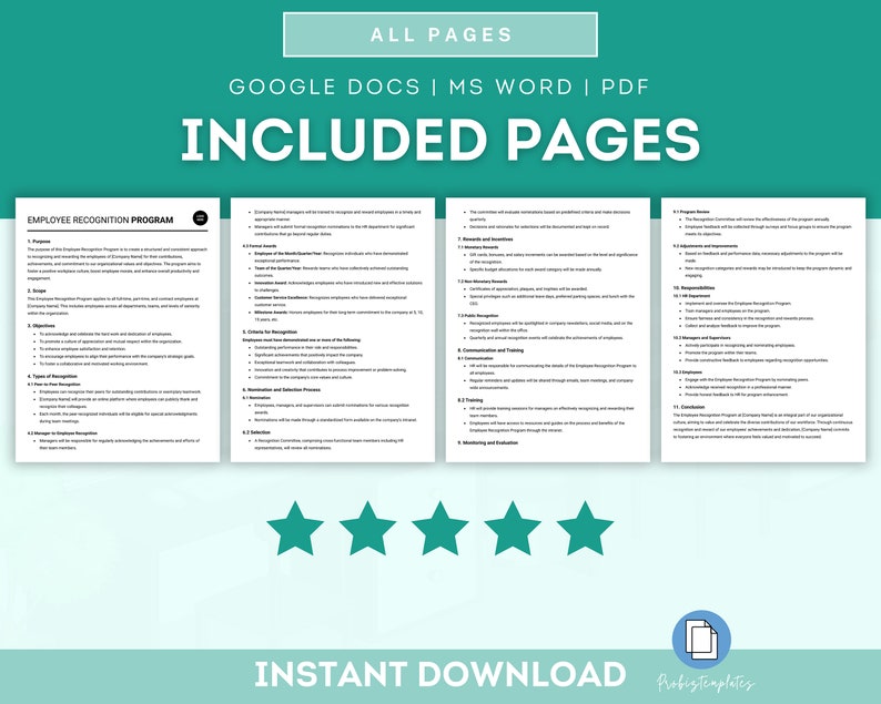 Employee Recognition Program Template, Employee Appreciation Program ...