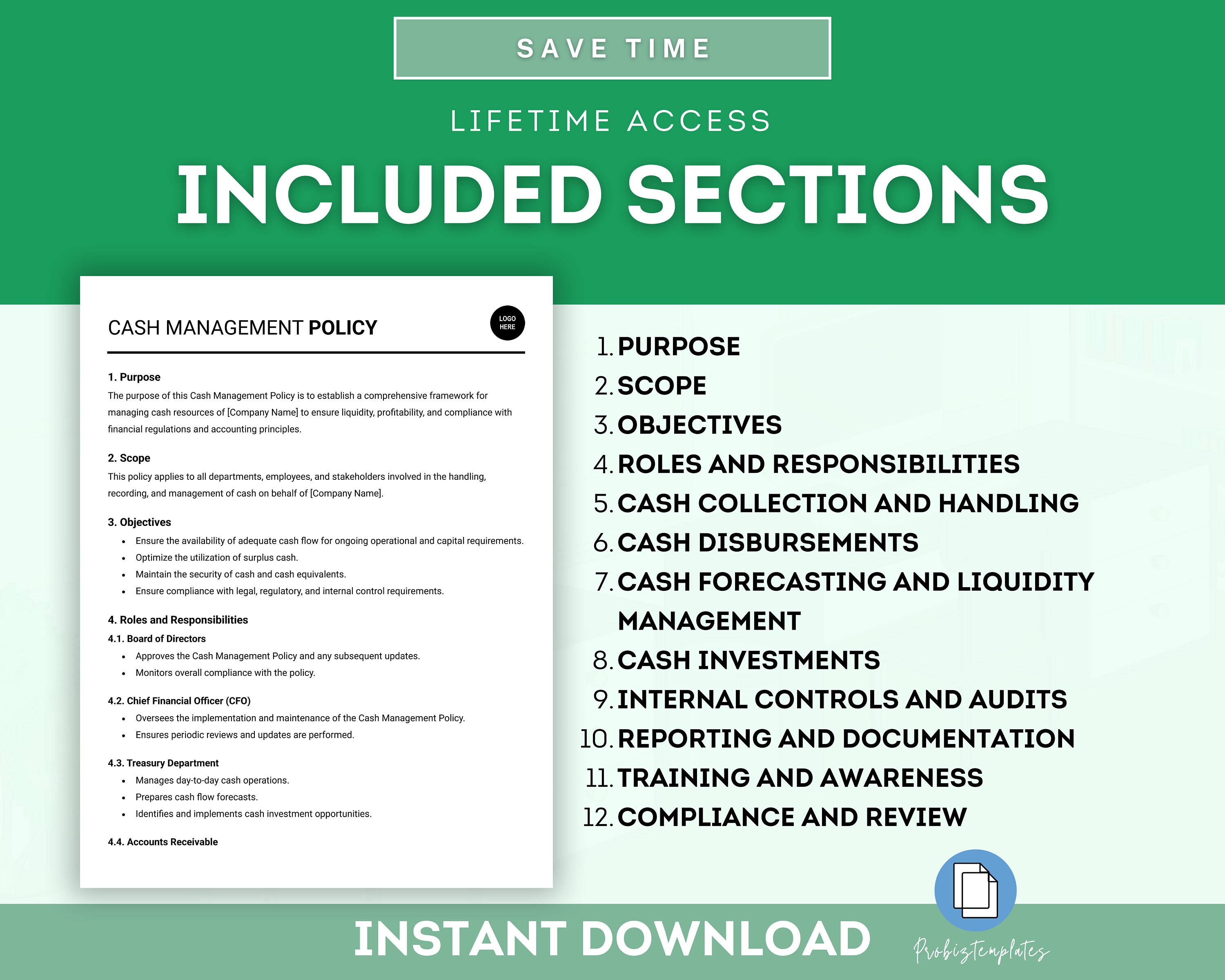 Cash Management Policy Template, Business Cash Handling Policy ...