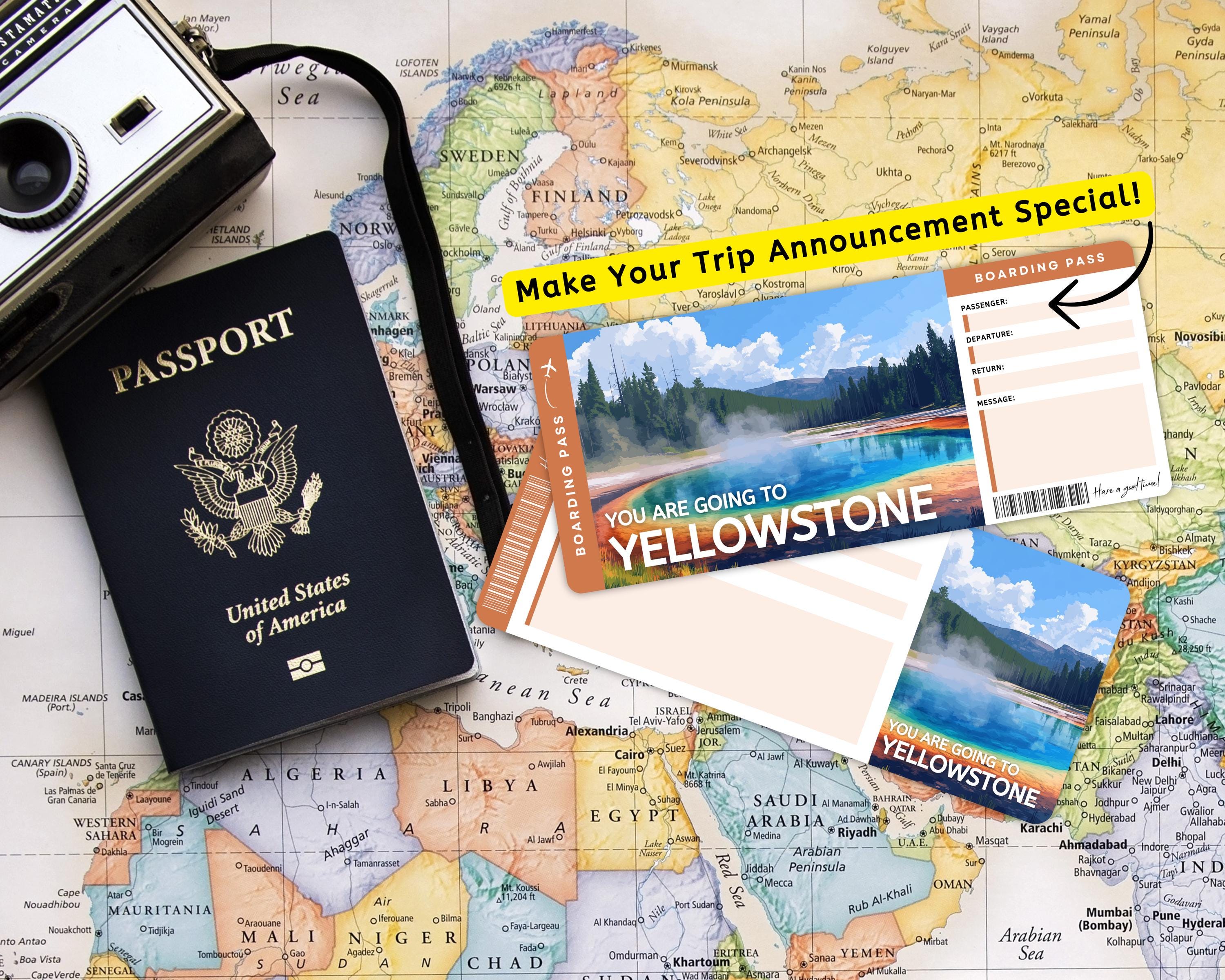 Printable Yellowstone Surprise Gift Ticket, Editable USA Vacation ...
