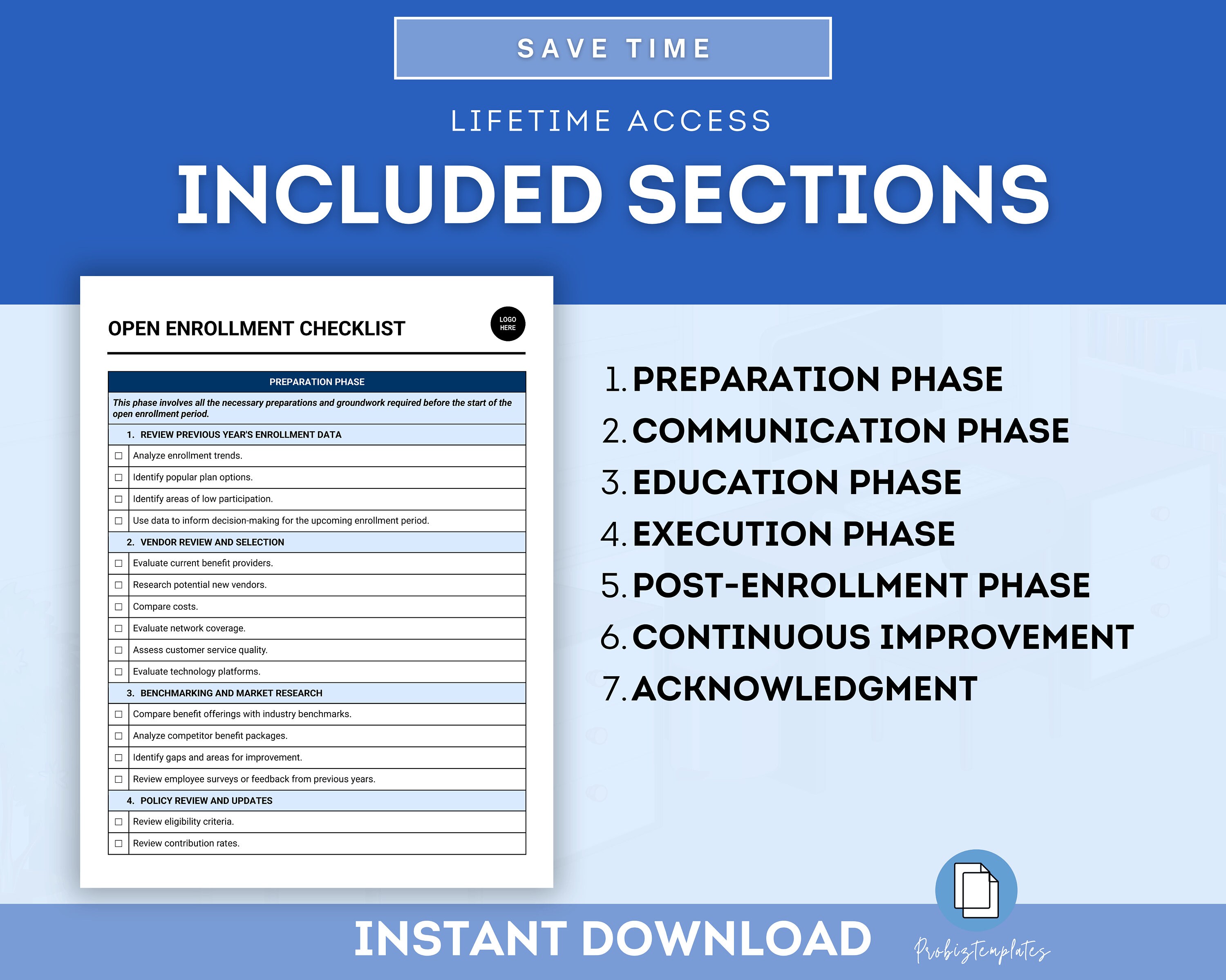 Open Enrollment Checklist Template, Benefits Enrollment Tasks Planner ...