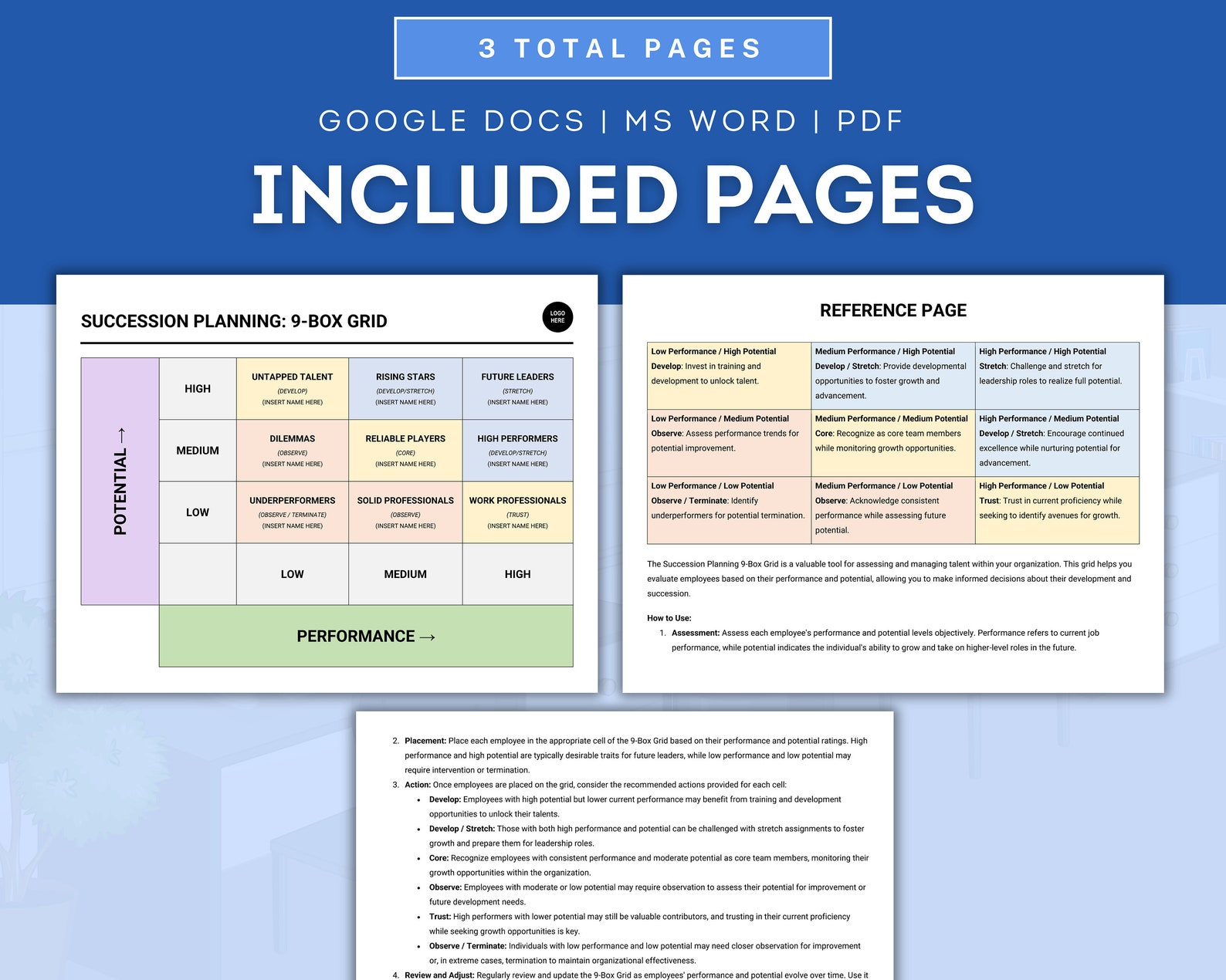 Succession Planning 9 Box Grid Template, Talent Assessment Matrix ...